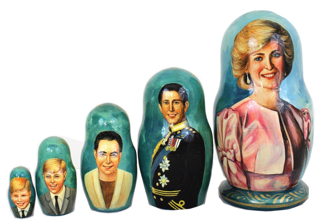 Vintage Matrioshka Unique Russian Nesting Doll British Royals Princess ...
