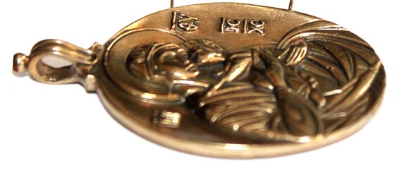 Vintage Russian Orthodox Solid Brass Icon-Pendant Vir… - Gem