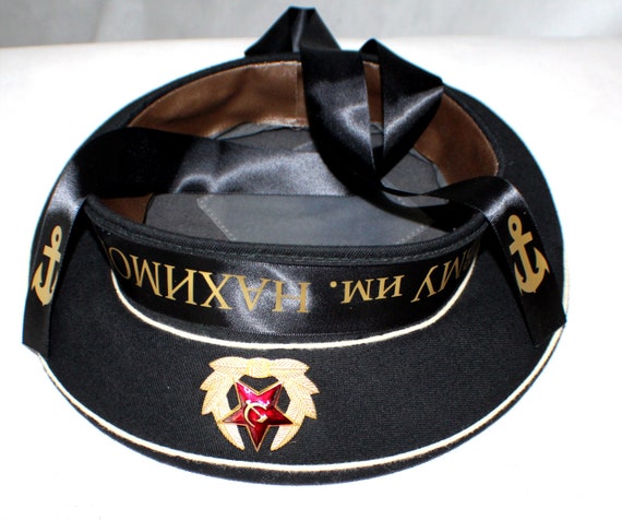 Original Vintage 1980th Soviet USSR Navy Parade Hat i… - Gem