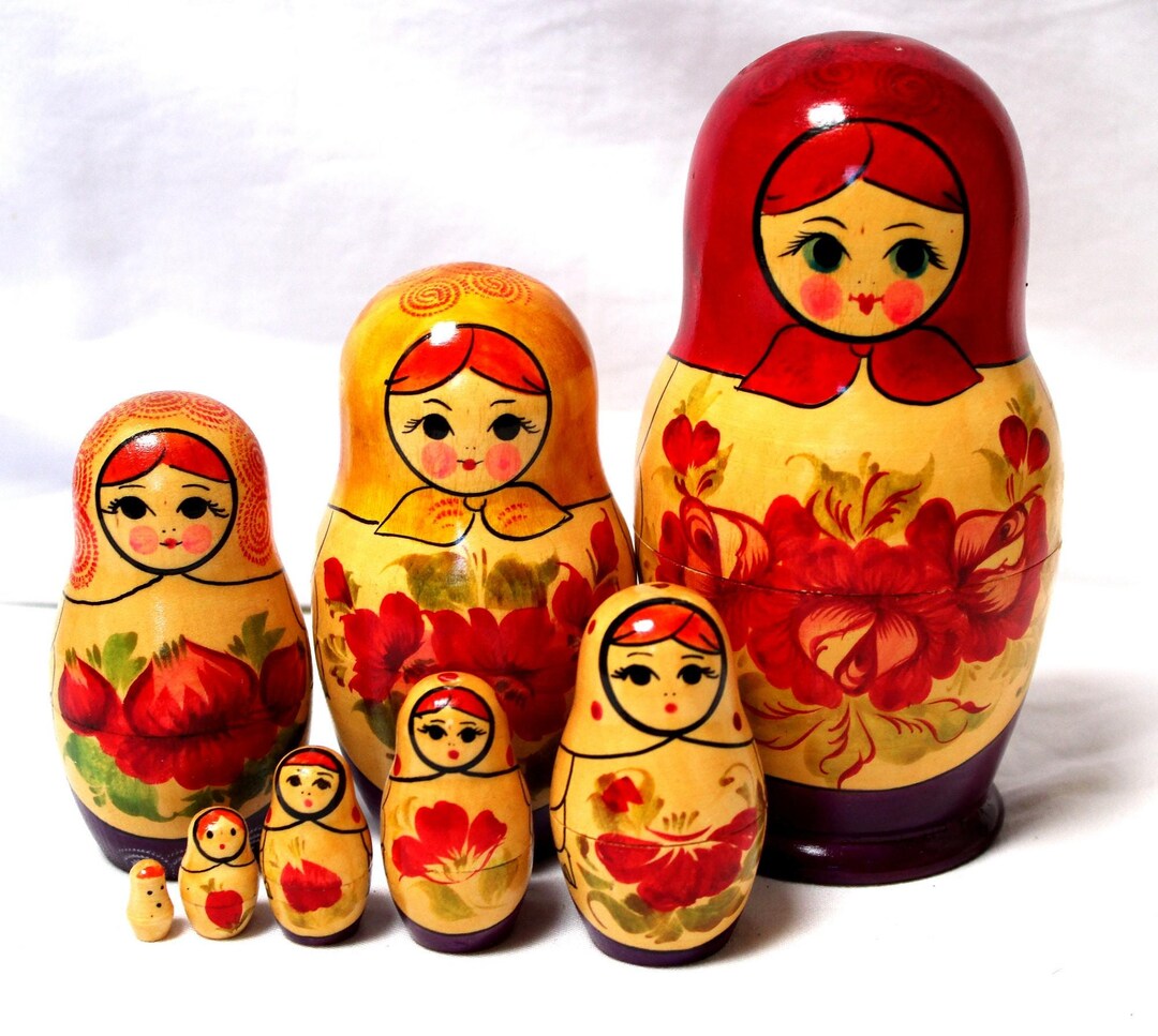 Vintage Hand-painted Floral Matryoshka Doll – Traditional Belarusian ...