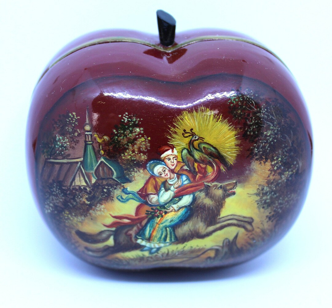 Vintage Hand Painted Palekh Lacquer Box, "ivan Czarist Son and Grey ...