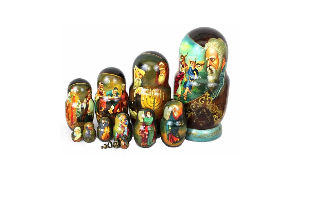 Hand-painted Russian Nesting Doll (15 Dolls) Jewish Holiday Matryoshka ...