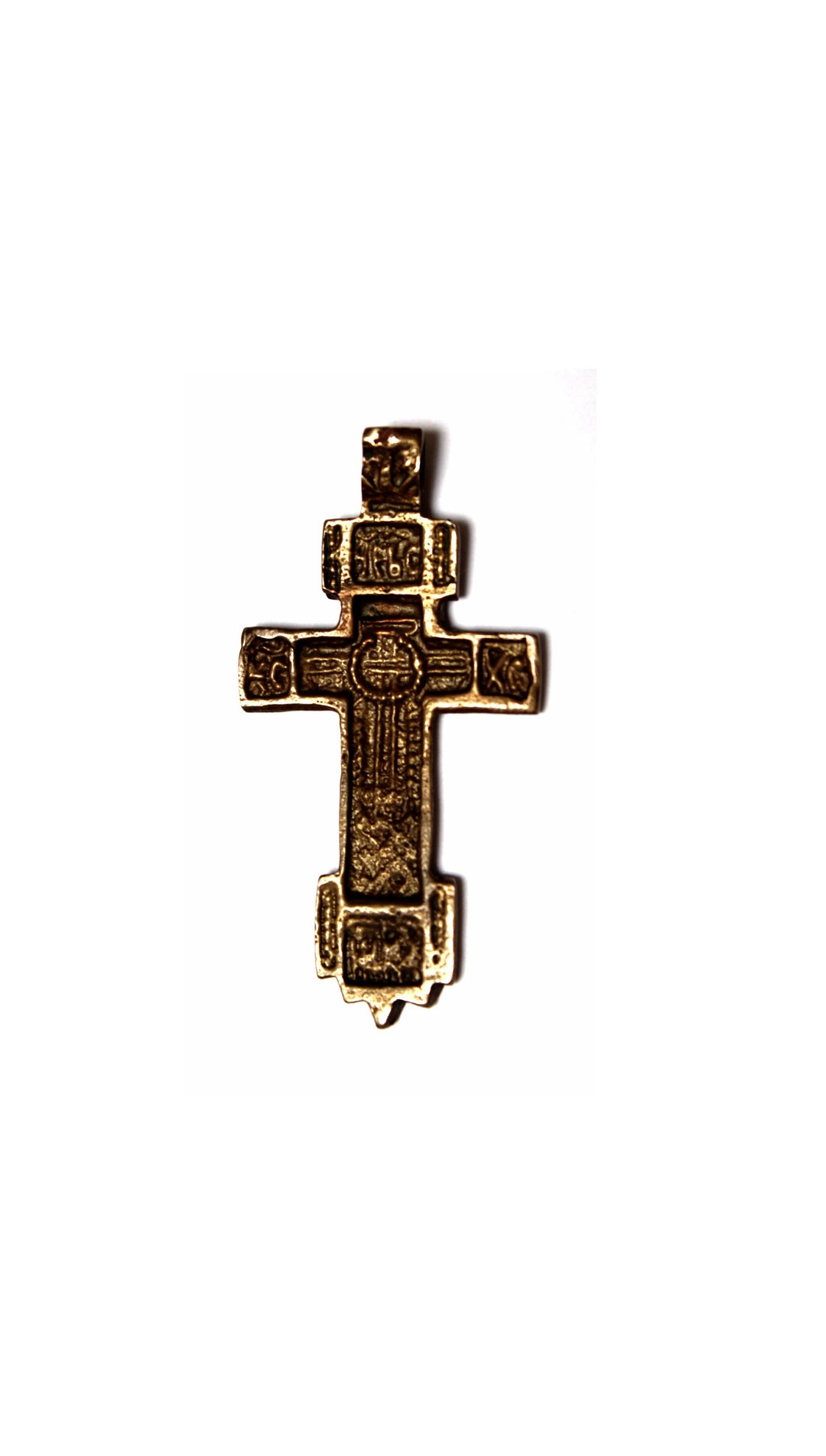 Vintage Russian Orthodox 3-dimension Solid Brass Cross Pendant ...