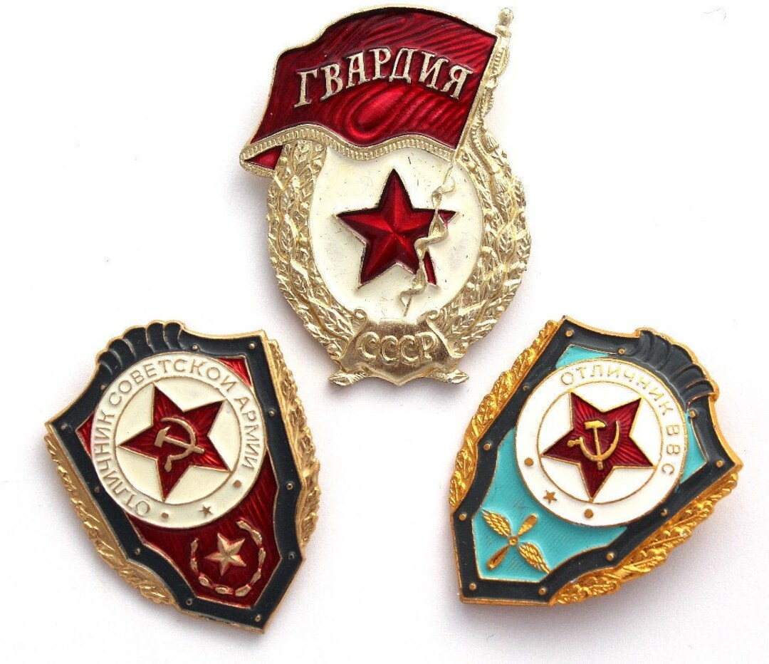 Vintage USSR Military Badges, Cold War Set of 3 - Etsy