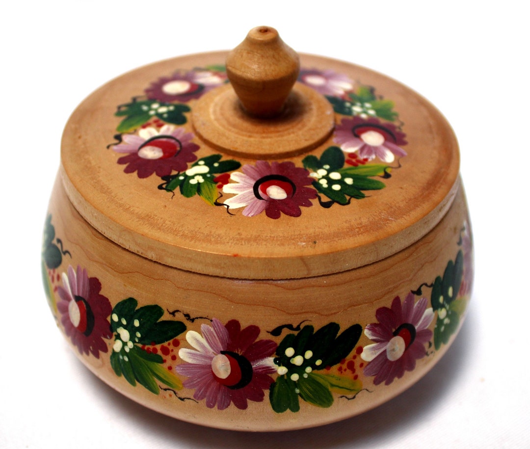 Vintage Ukrainian Hardwood Handmade Hand Painted Unique Box With Lid ...