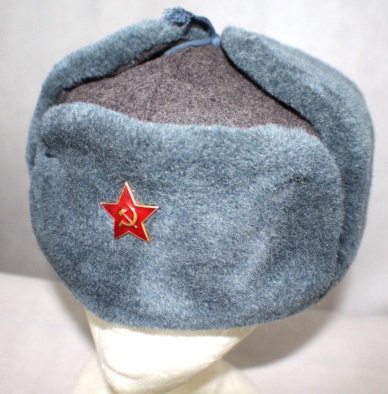 Authentic Vintage 1980s Soviet USSR Army Winter Hat Ushanka Hammer ...
