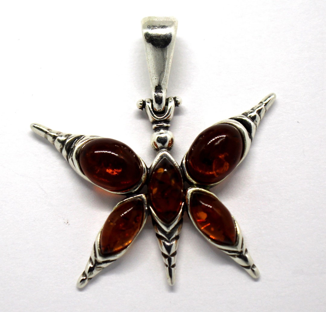 Baltic Genuine Amber Pendant Hand Set in 925 Sterling Silver – Vintage ...