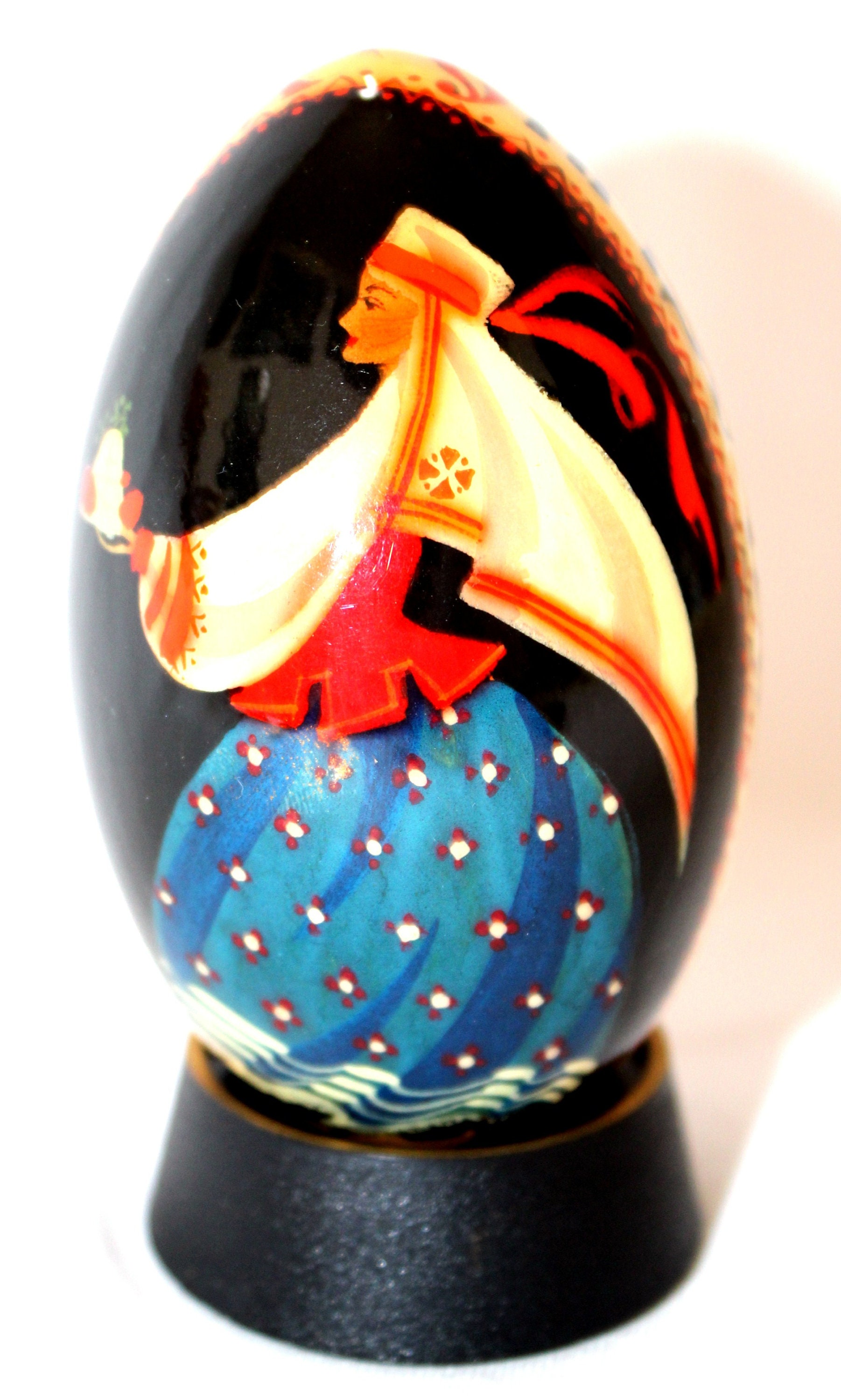 Vintage Hand Painted Wooden Easter Egg: Belarusian Folk Art, Signed - Etsy