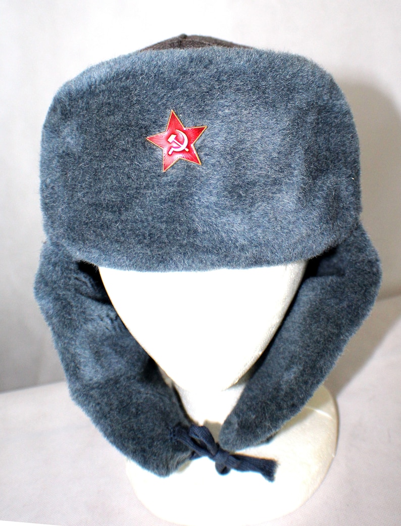 Authentic Vintage 1980s Soviet USSR Army Winter Hat Ushanka Hammer ...