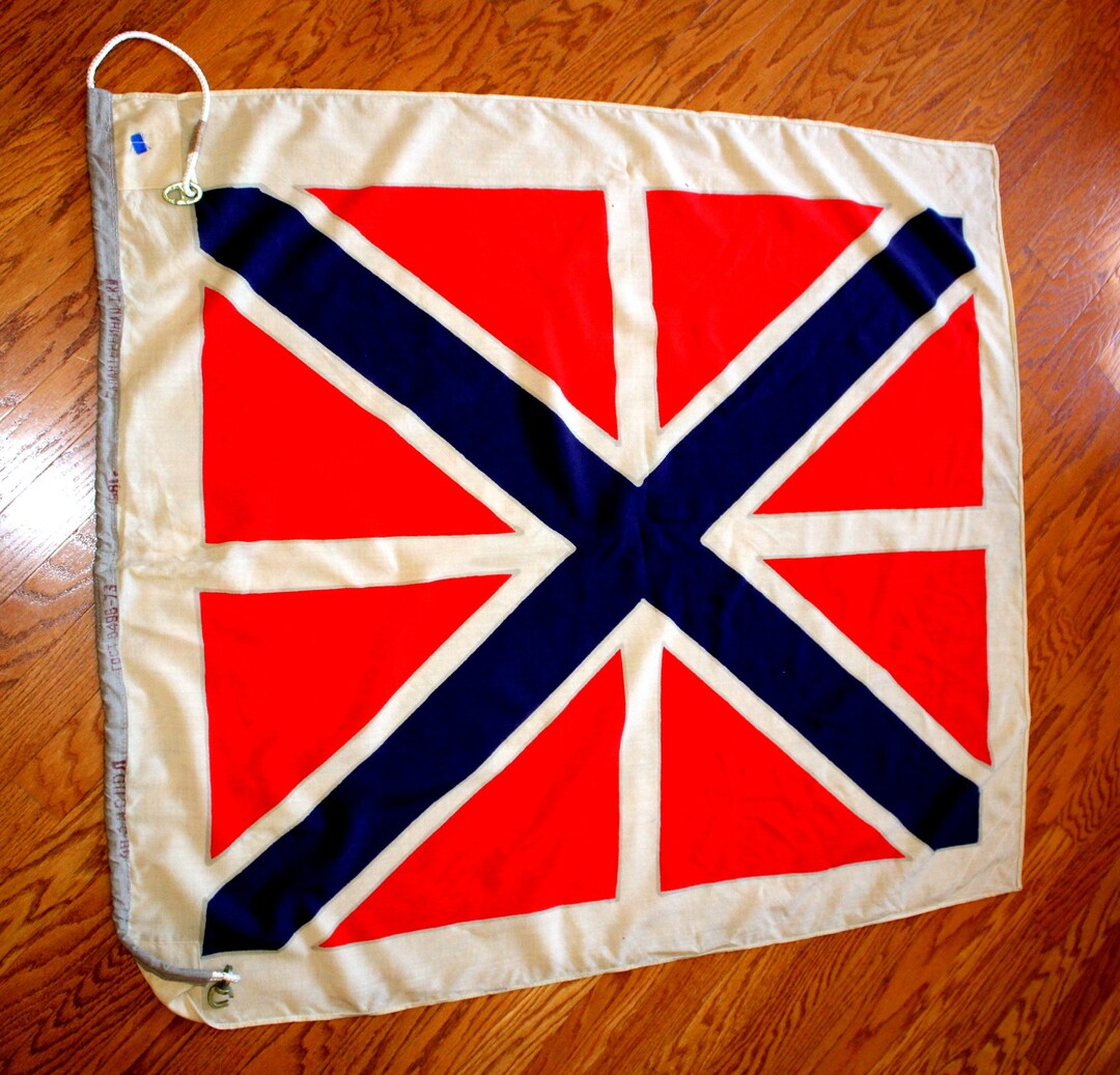 Vintage 1981 Soviet Navy Flag, Authentic USSR Stem-jack, Large 46x54 ...