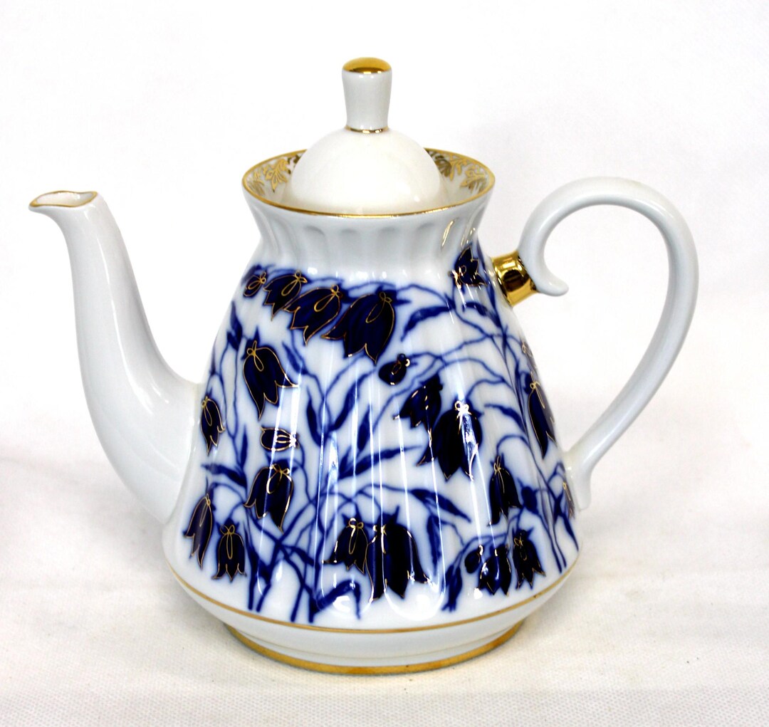 Vintage Lomonosov Porcelain Teapot, Bluebell Design, Made in Russia #49 ...