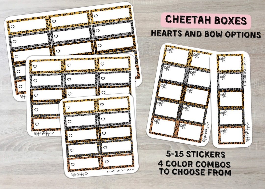 Cheetah Print Blank Box Sticker Sheet - Write on Labels - B6, Happy ...