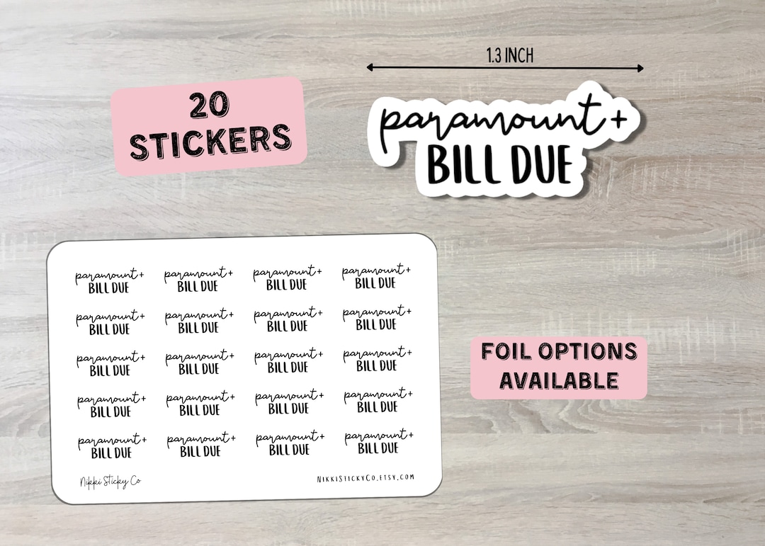 Paramount Plus Bill Due Planner Stickers | Payment Reminder | TV ...