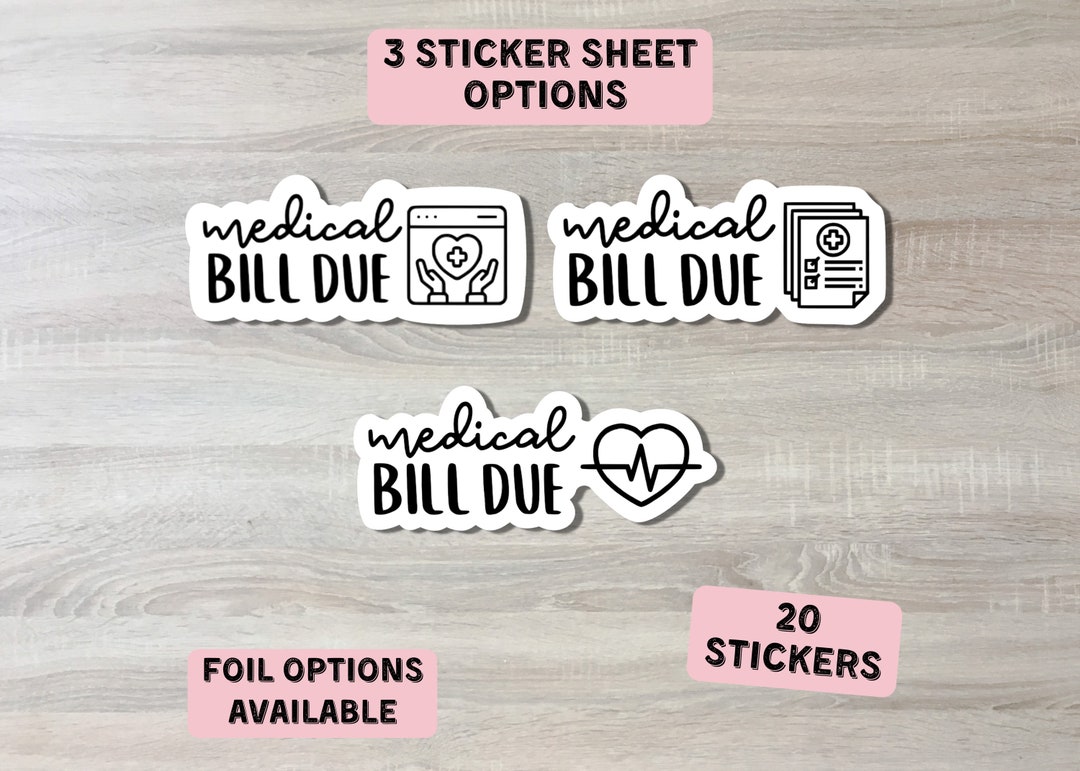 Medical Bill Due Foil Planner Sticker Sheet Payment Due Expense Tracker ...