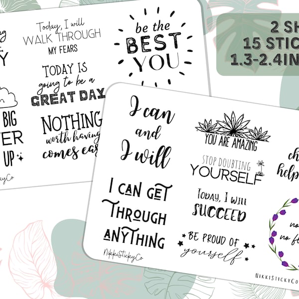 Positive Quotes Stickers - Etsy