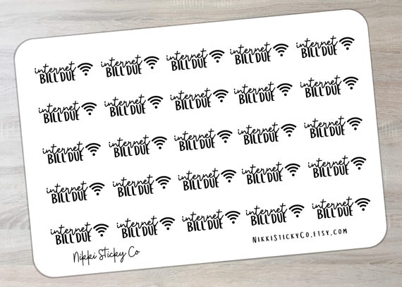 Internet Bill Due WiFi Payment Due Stickers for Planner | Etsy