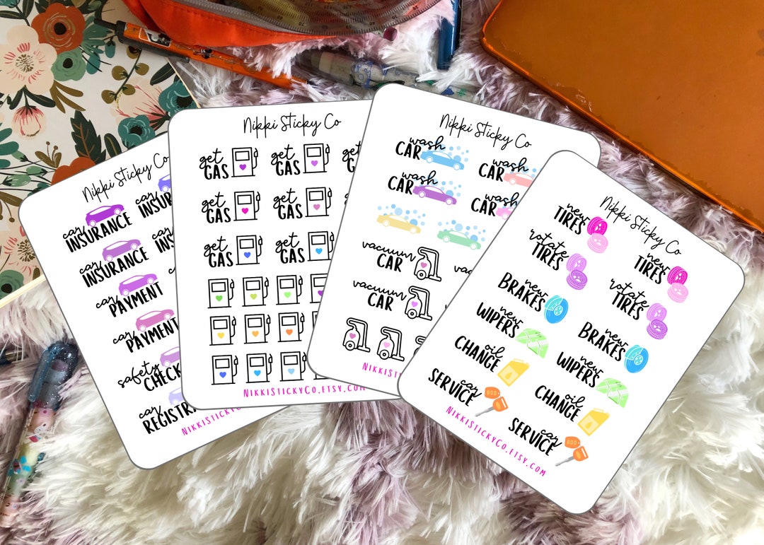 Car Care Kit Planner Stickers for Planner, Calendar, Journal, Notebook ...