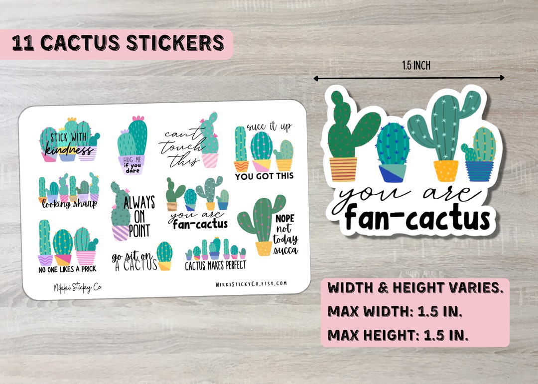 Cactus Saying Stickers | Plant Puns | Planner Stickers | Motivation ...