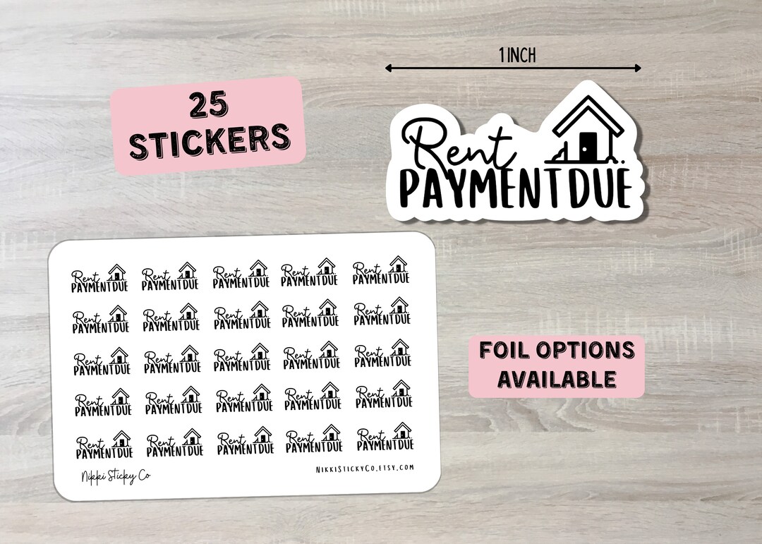 Rent Payment Due Planner Stickers Sheet | Rent Bill Due | Home Monthly ...