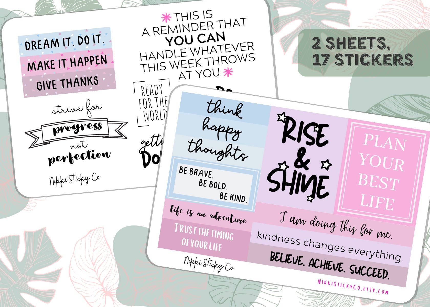 Positive Reminder Stickers Bundle - Motivational Quotes Sticker Pack ...