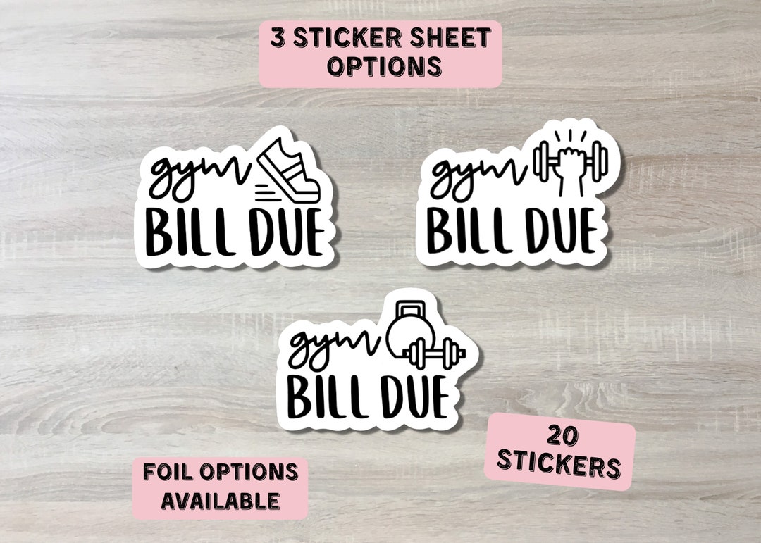 Gym Bill Due Planner Stickers | Workout | Fitness | Membership ...