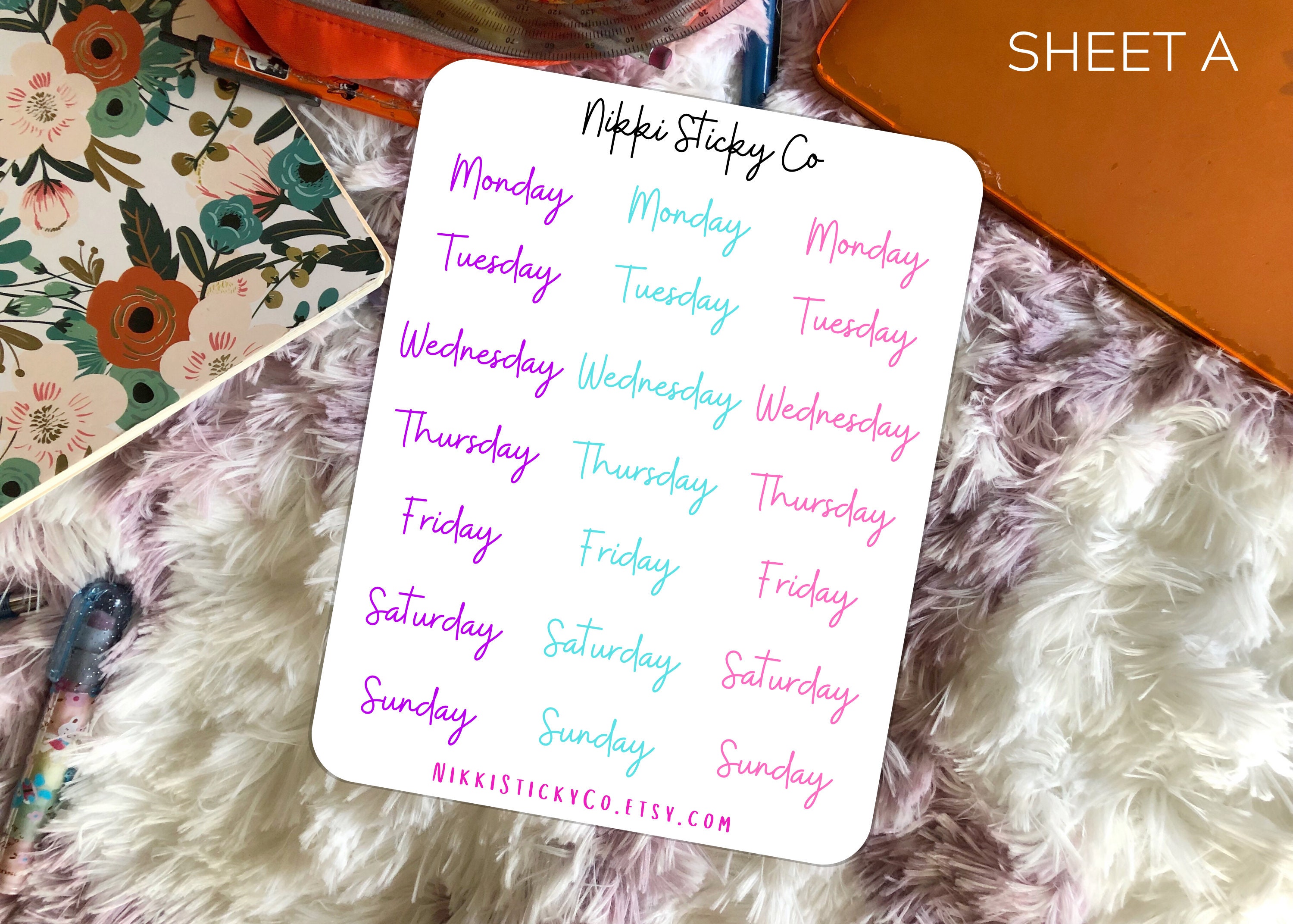 Colorful Days of the Week Stickers for Planner, Calendar, Journal ...