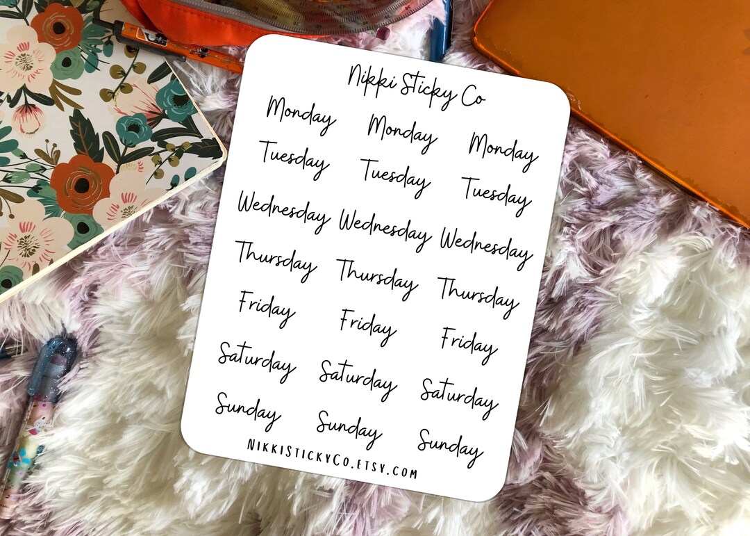 Mini Days of the Week Stickers - Weekday Stickers for Planner, Calendar ...