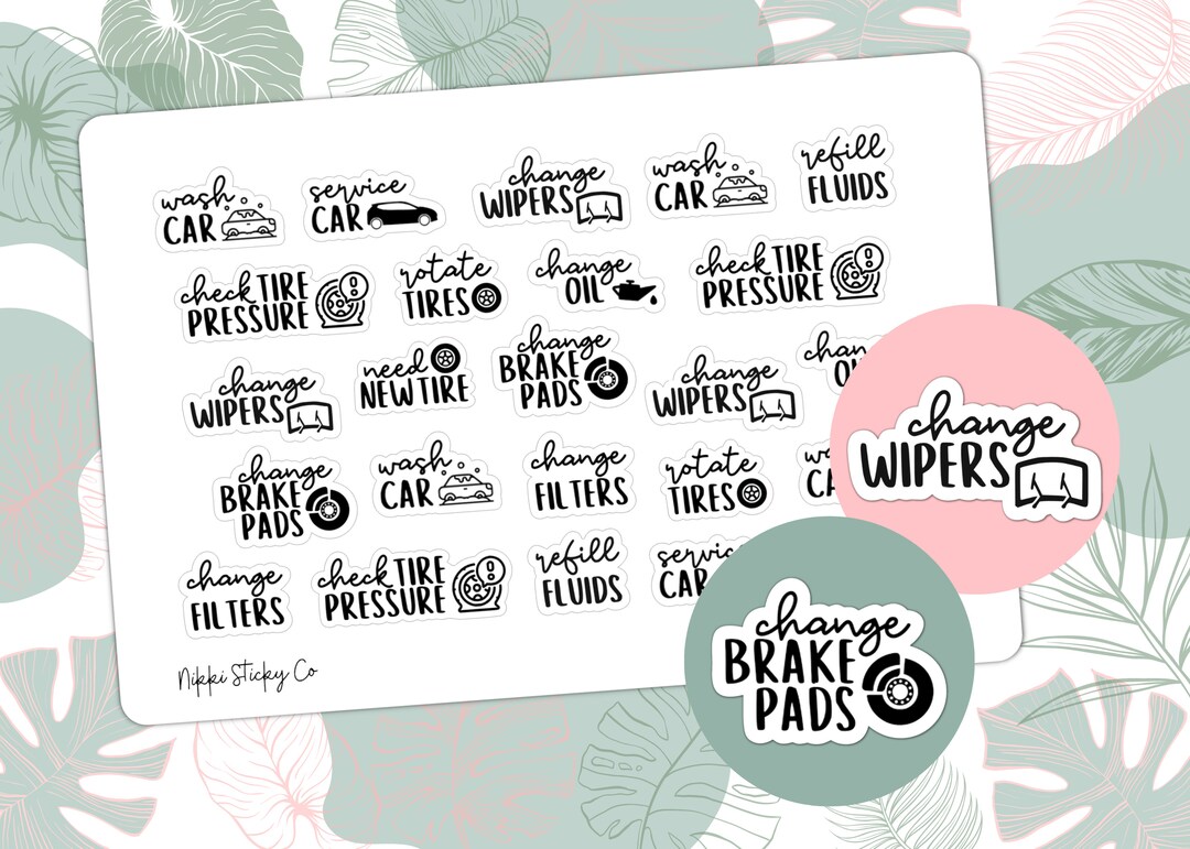 Vehicle Maintenance Planner Stickers | Car Care | Auto Service ...