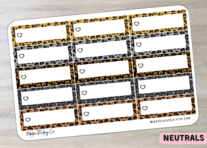 Cheetah Print Blank Box Sticker Sheet Write on Labels B6 - Etsy