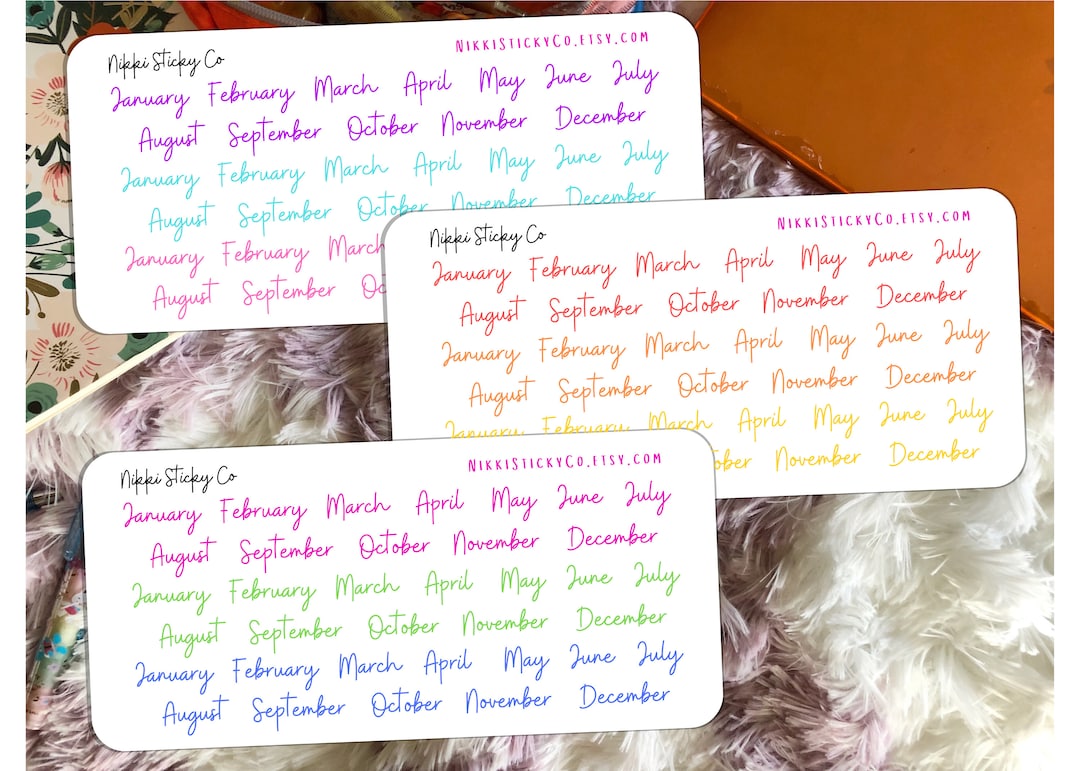 Months Stickers for Planner, Calendar, Journal, Notebook, Etc ...