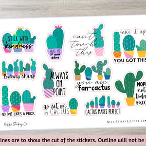 Cactus Saying Stickers | Plant Puns | Planner Stickers | Motivation ...
