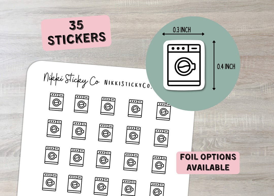 Mini Washing Machine Icons | Washer Stickers | Cleaning | Foiled ...