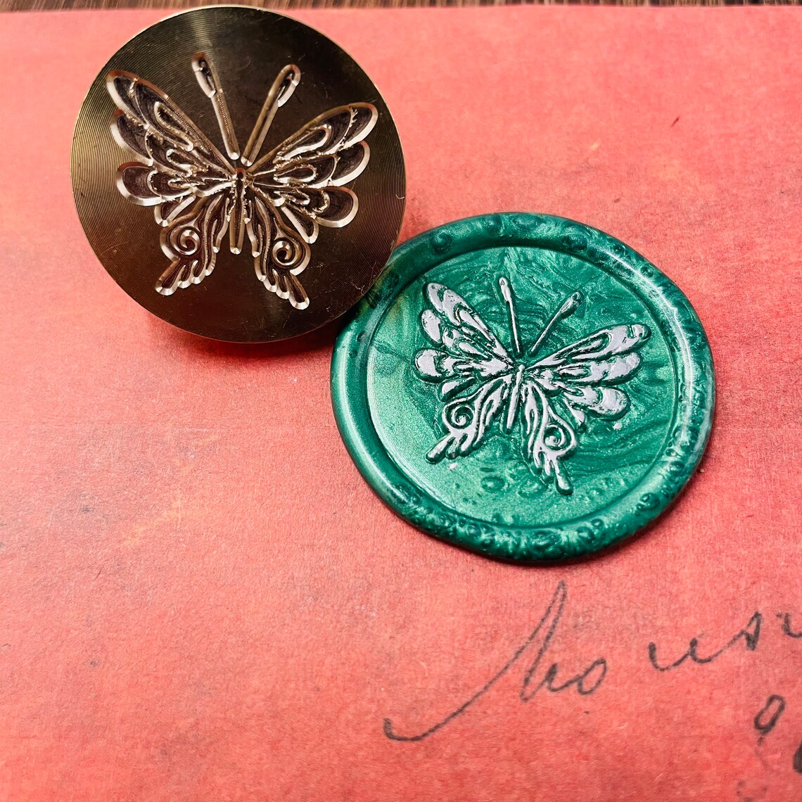 Butterfly Stamp Head With Wood Handle Stamp Sealing Wax Seal - Etsy