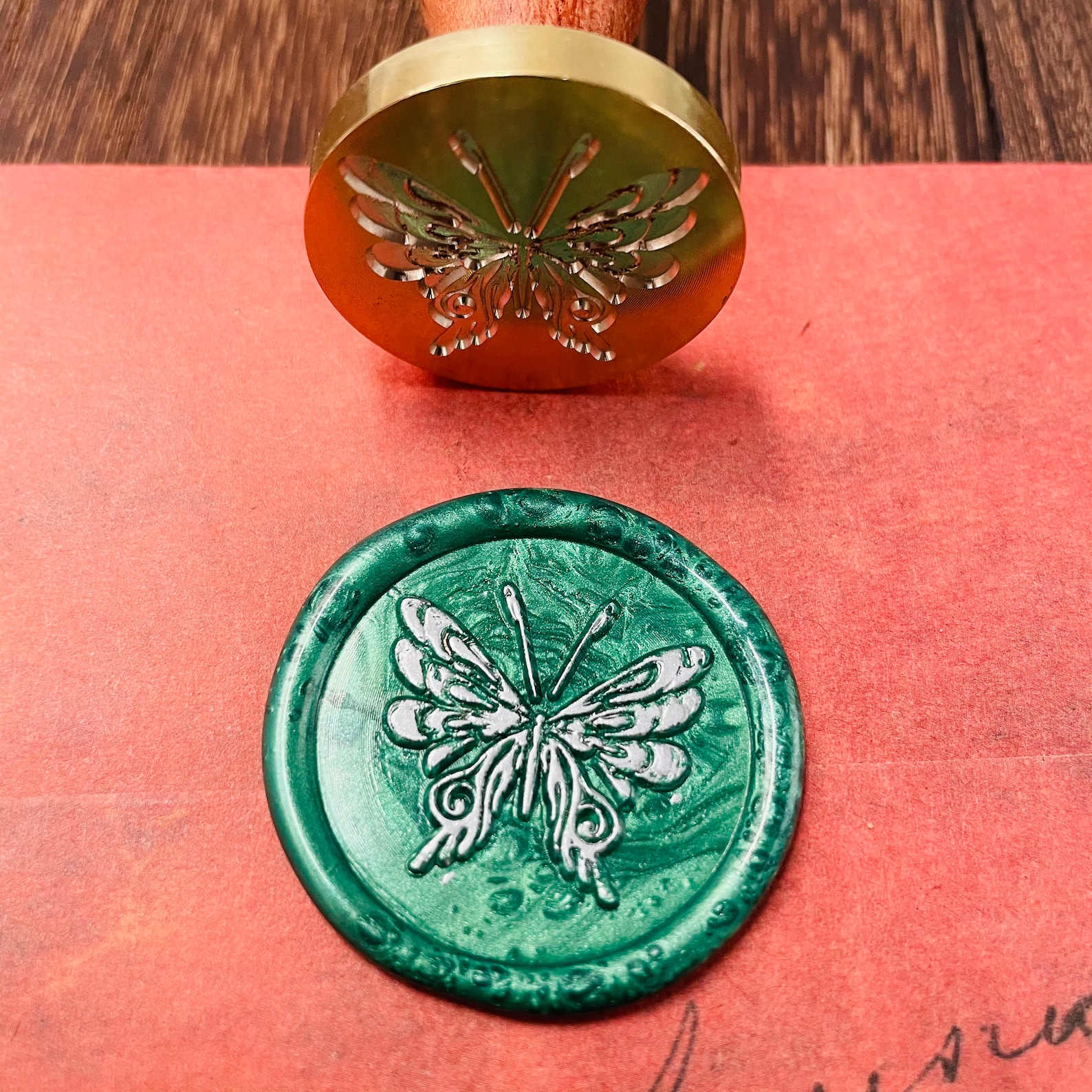 Butterfly Stamp Head With Wood Handle Stamp Sealing Wax Seal - Etsy