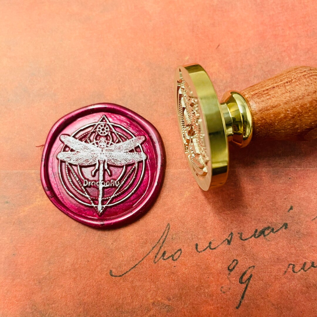 Dragonfly Stamp Head With Wood Handle, Stamp Sealing, Wax Seal Stamp ...