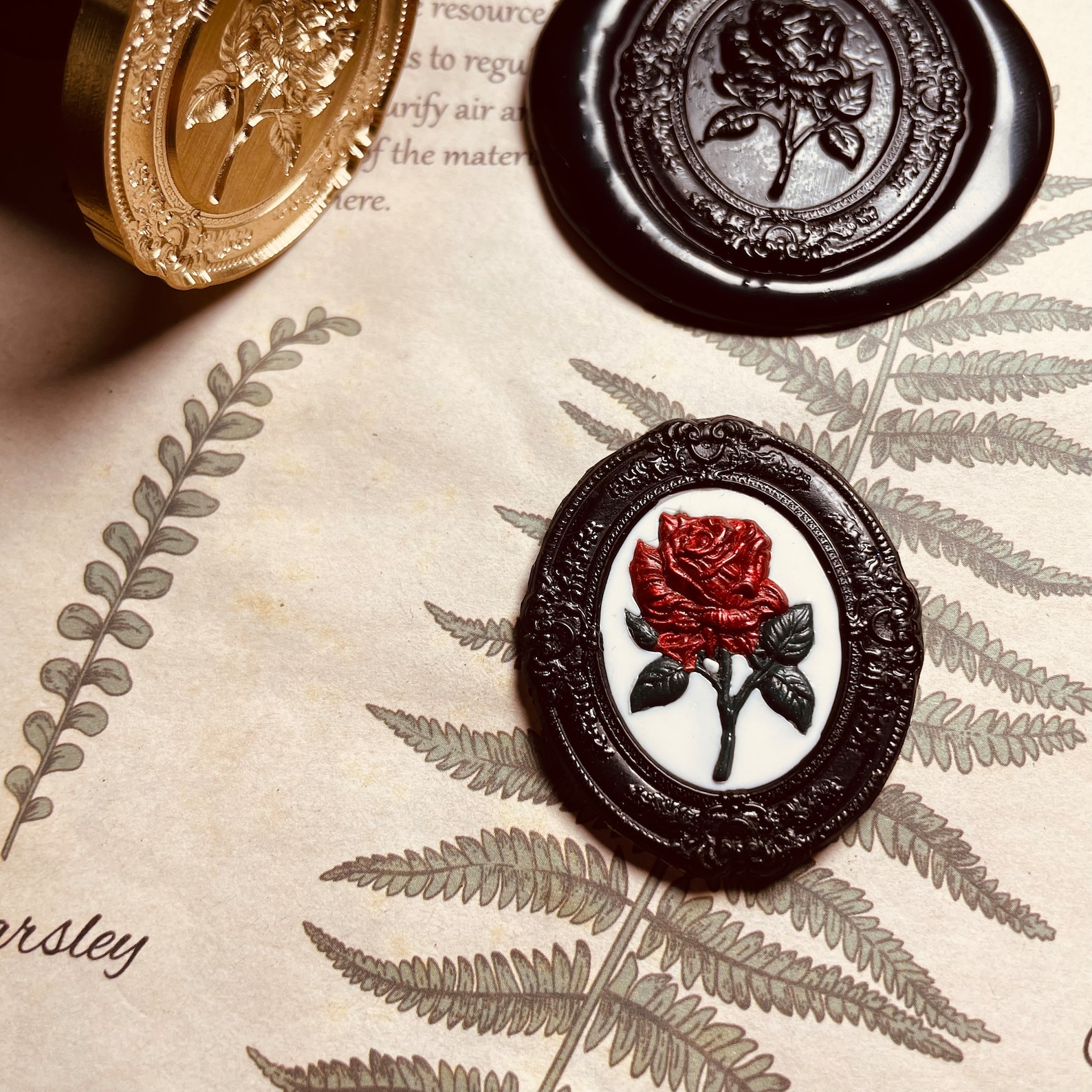 3D Embossed Rose Frame Wax Seal Stamp, 3D Rose Wax Seal Stamp, Retro ...