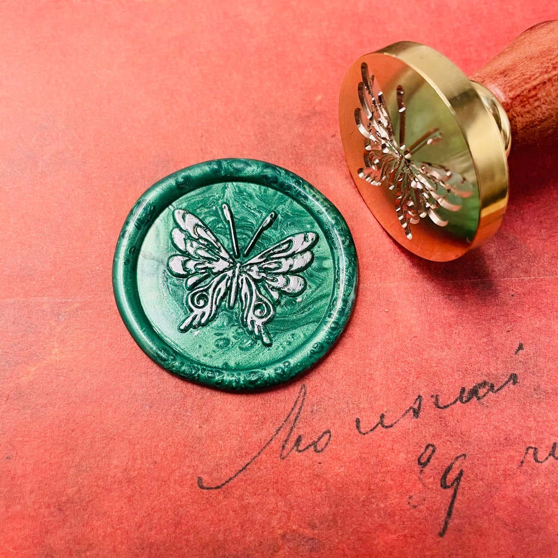 Butterfly Stamp Head With Wood Handle Stamp Sealing Wax Seal - Etsy