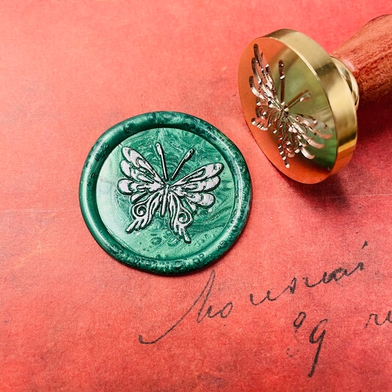 Butterfly Stamp Head With Wood Handle Stamp Sealing Wax Seal - Etsy