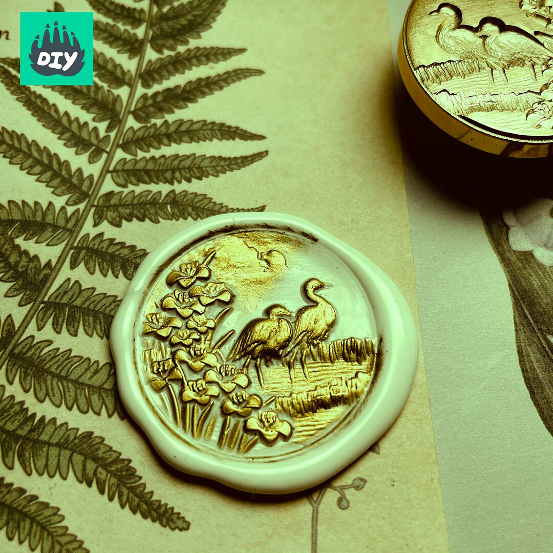 3D Stork Wax Stamp, Embossed Wax Seal Stamp, Wax Stamps, Wax Seals, 3D ...