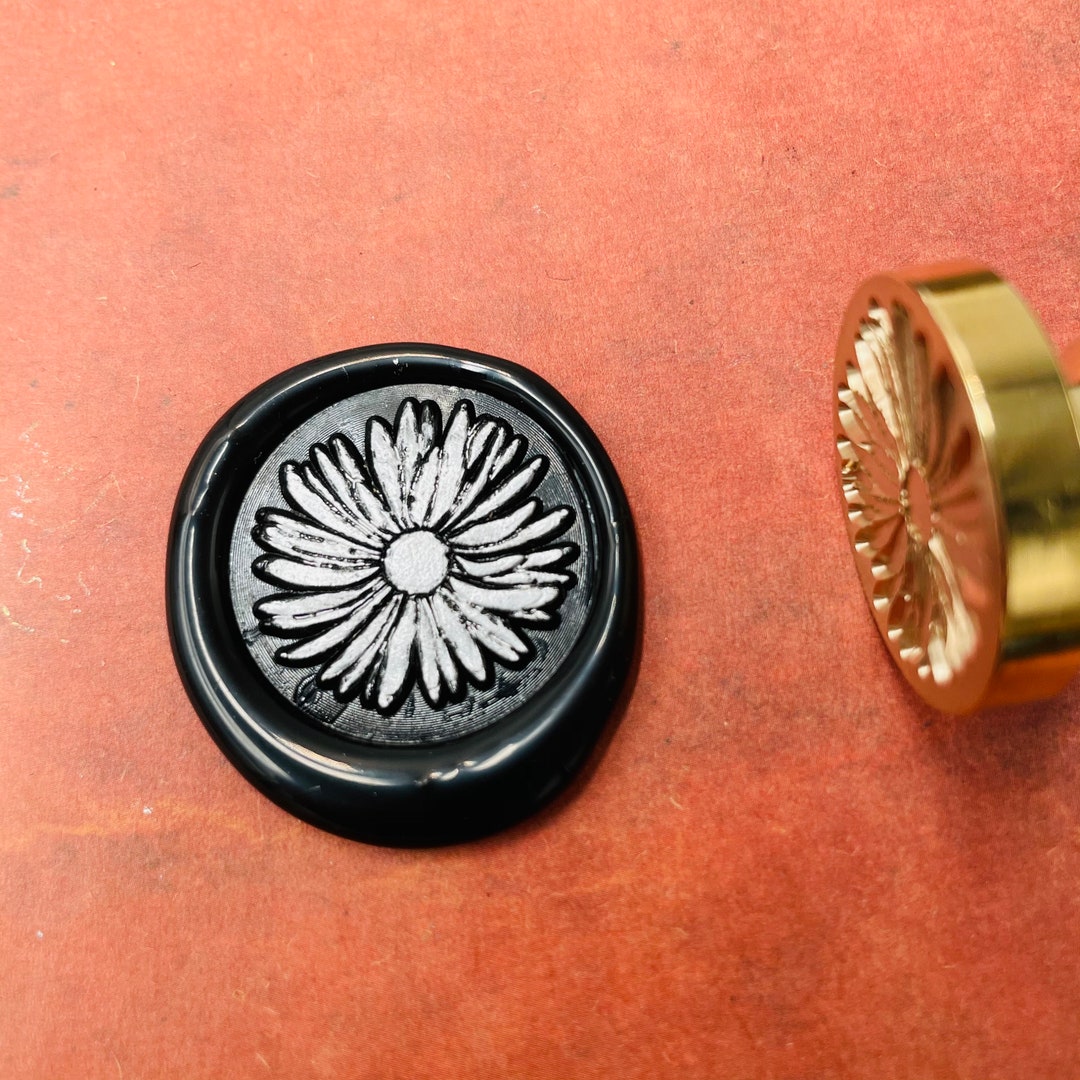 Daisy Flower Stamp Head With Wood Handle, Stamp Sealing, Wax Seal Stamp ...