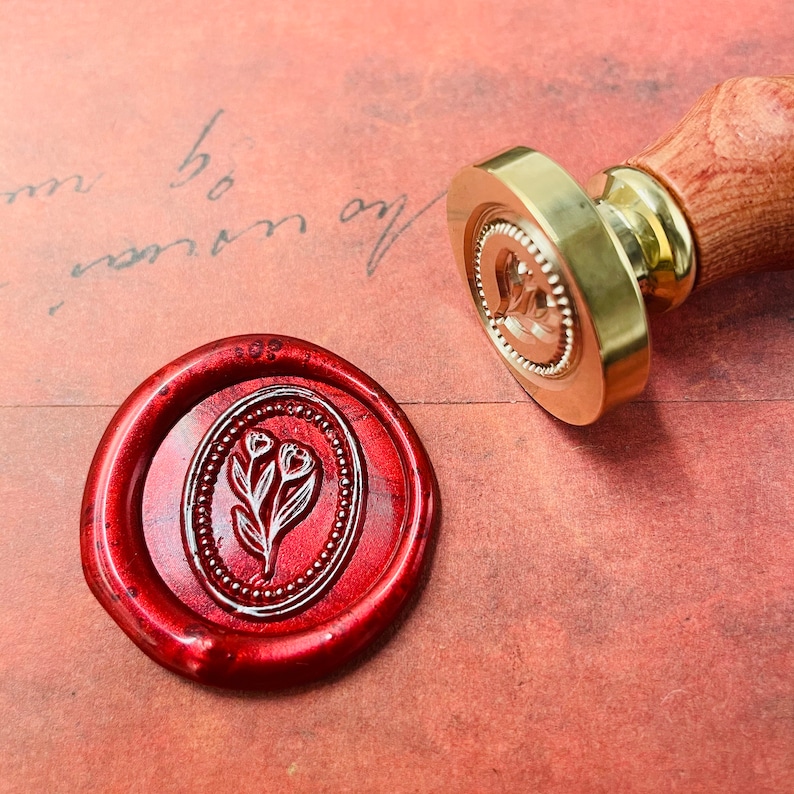 Round Tulip Wax Stamp, Wax Seal Stamp, Retro Stamps With Handle, Wax ...