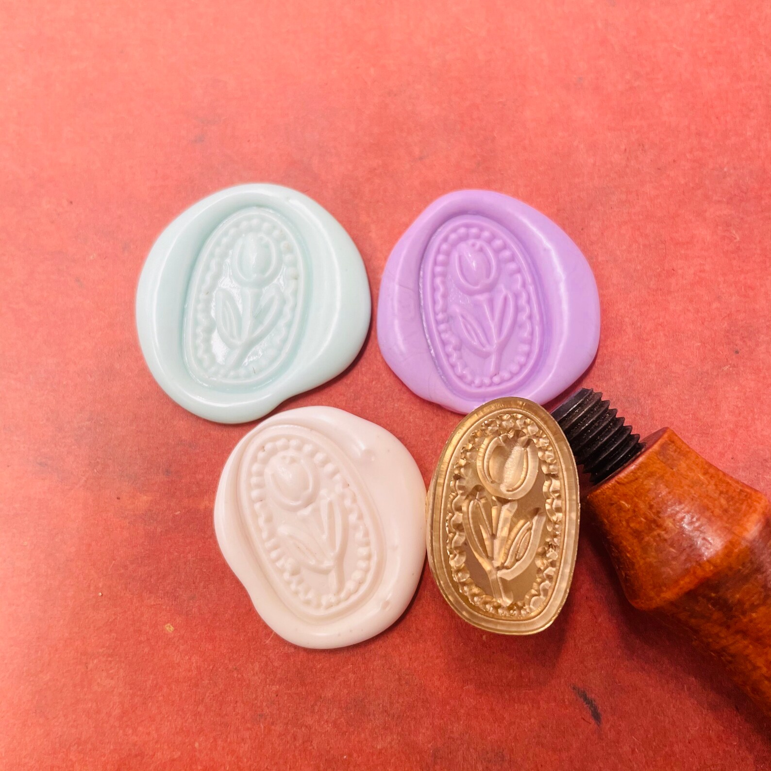 3D Tulip Wax Stamp, Embossed Wax Seal Stamp, Retro Stamps With Wooden ...