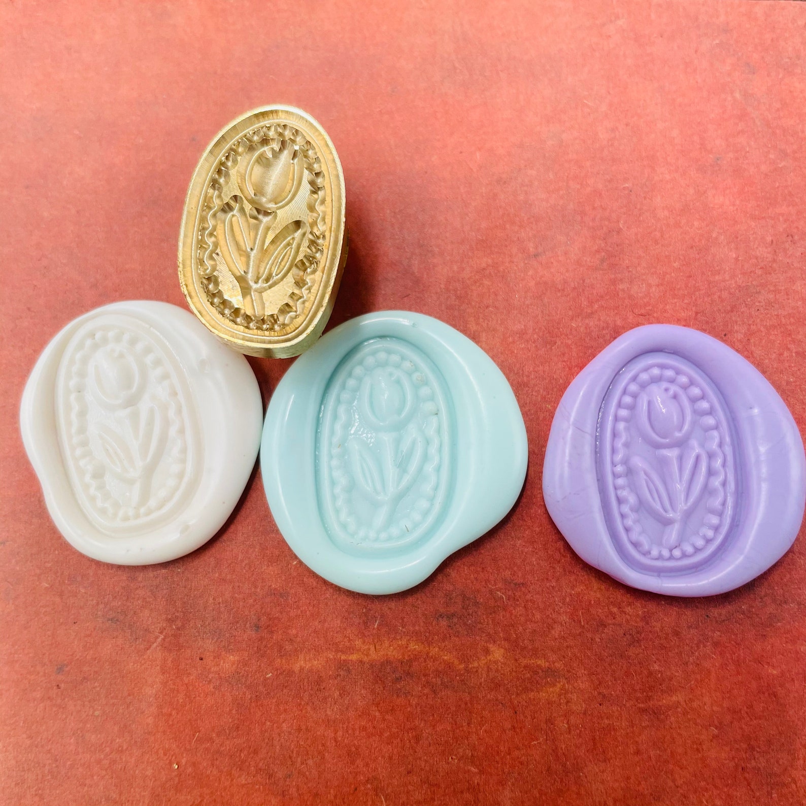 3D Tulip Wax Stamp, Embossed Wax Seal Stamp, Retro Stamps With Wooden ...