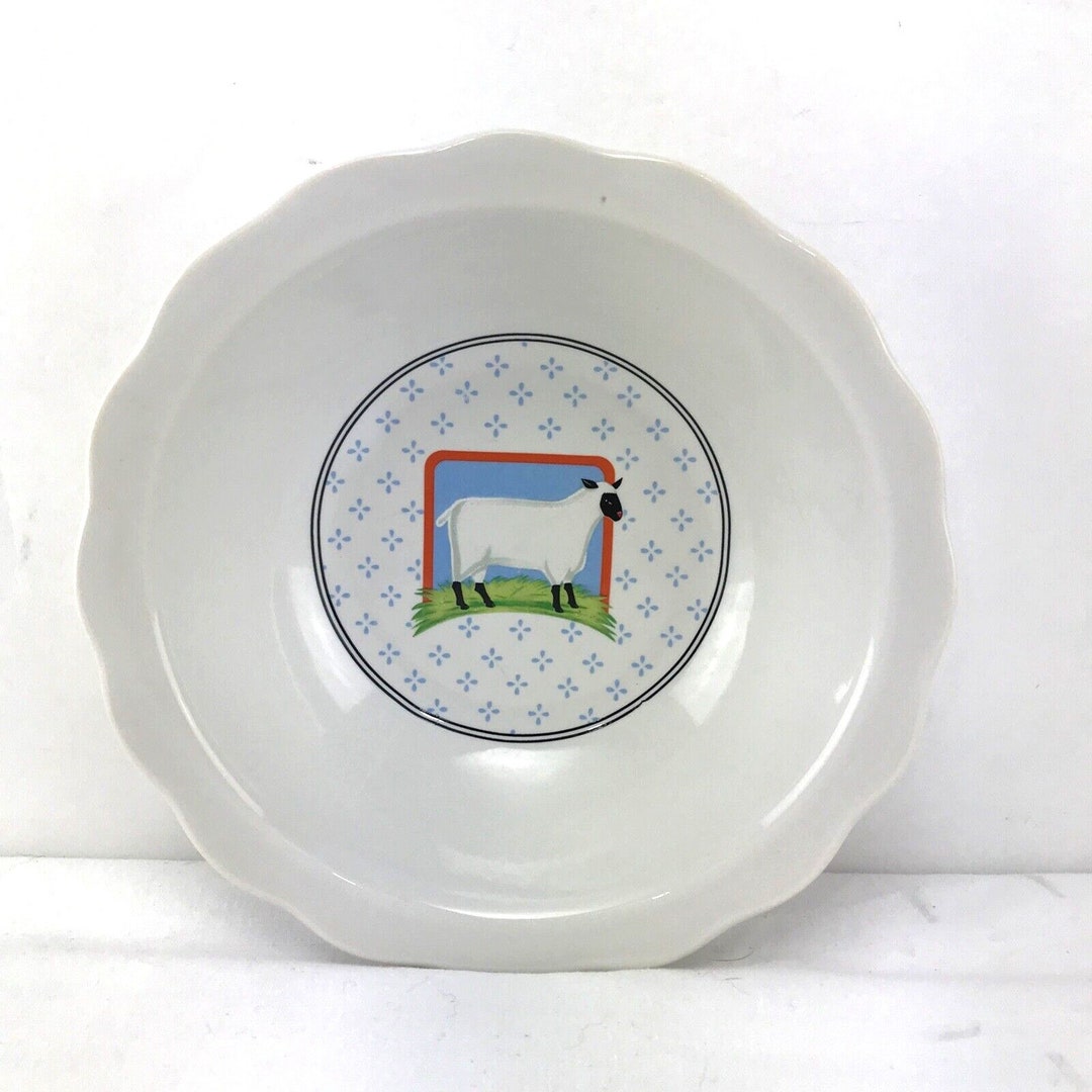 Vintage Peltzman Vandor Country White Rim Sheep Cereal Bowl 6 3/4 Round ...
