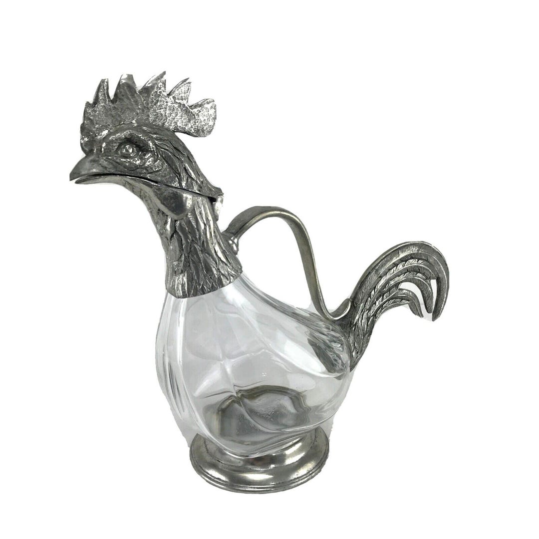 Valpeltro Arte Italia Pewter & Blown Glass Rooster Decanter Italy - Etsy