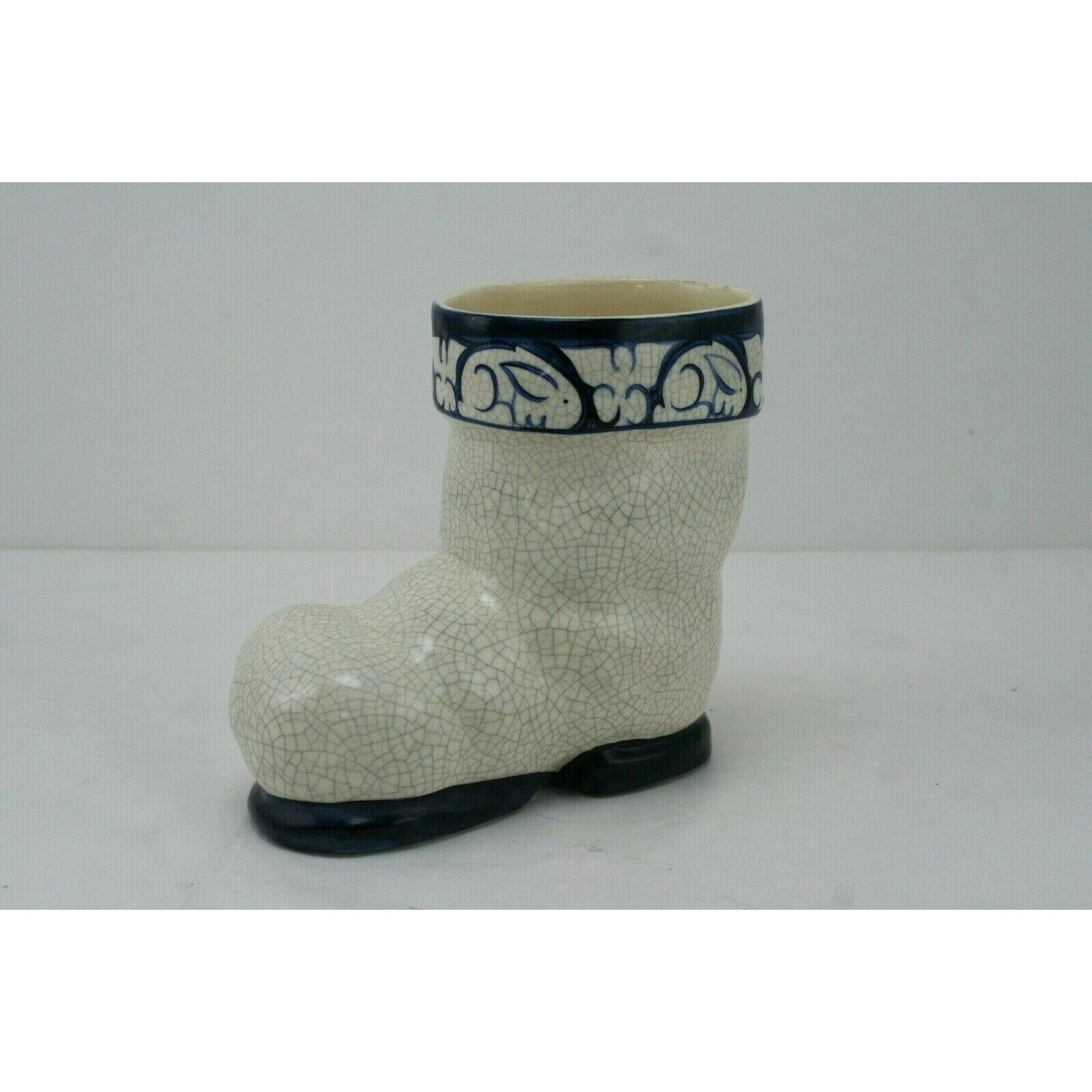 Dedham Pottery Shed Boot With Rabbits Crackle Finish - Etsy