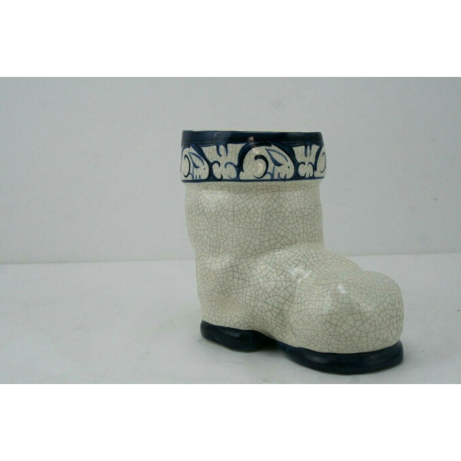 Dedham Pottery Shed Boot With Rabbits Crackle Finish - Etsy