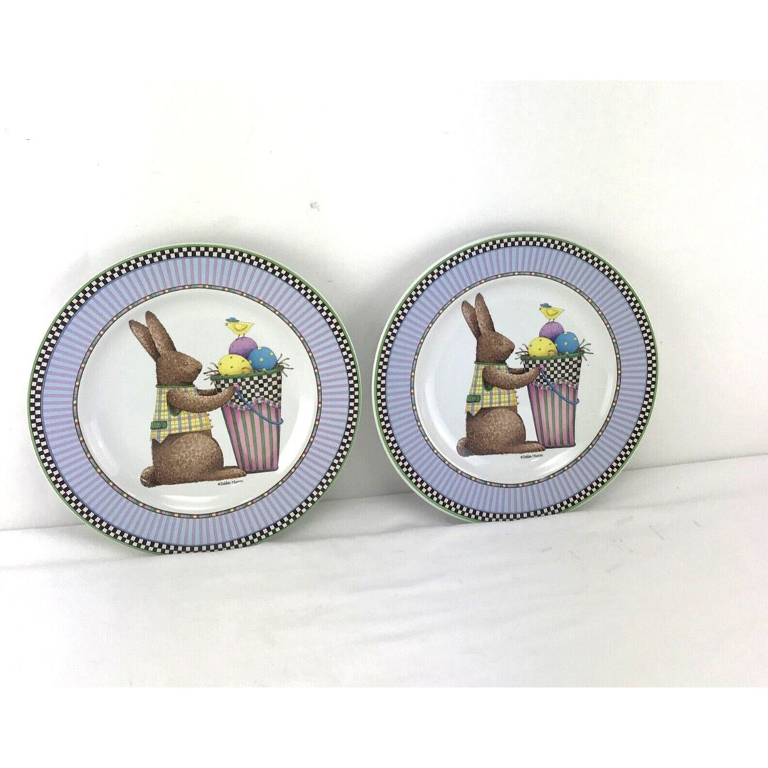 Sakura Debbie Mumm Easter Bunny Spring is in the Air Set of 2 Salad ...