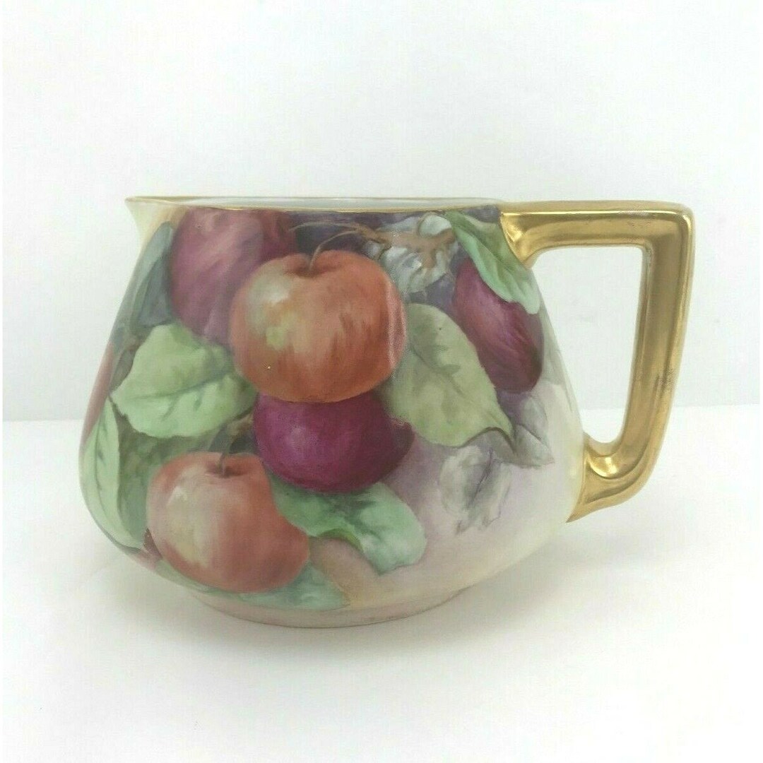 Limoges B&co. Bernardaud Cider Pitcher Apples Hand Painted W/gold Dated ...