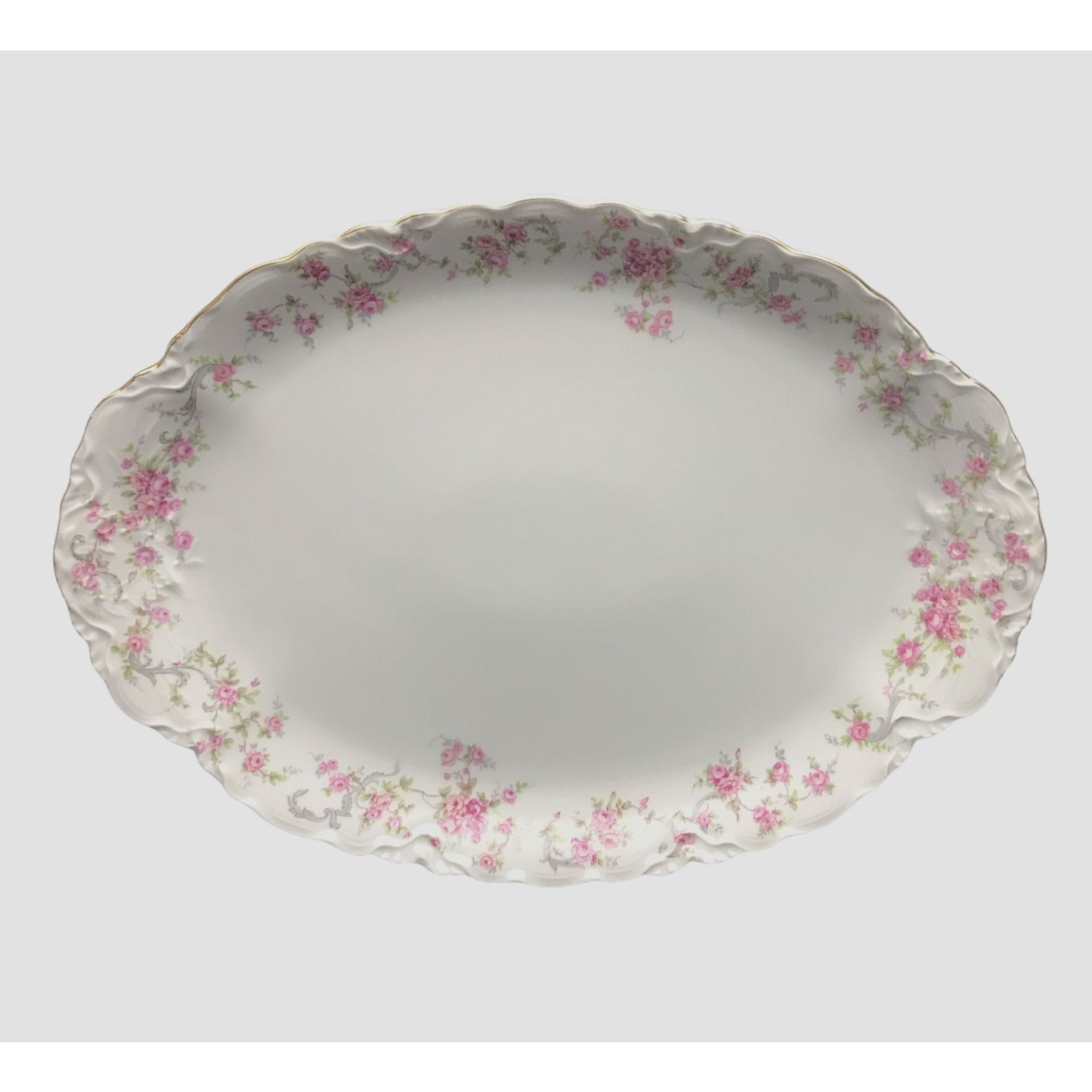 Lorenz Hutschenreuther Germany Pasco Pink Roses Gold Rim Platter 12.25 ...